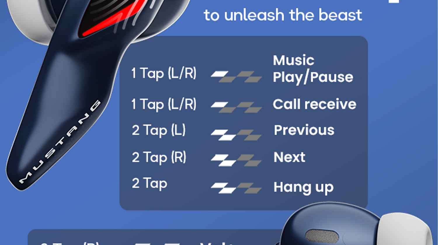 GoBoult Mustang Torq Earbuds | Wireless Gaming Earbuds with 50H Playtime