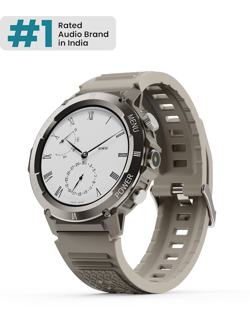 GoBoult Tuff Hawk Sandstone Smartwatch | Round Dial & Fitness Modes