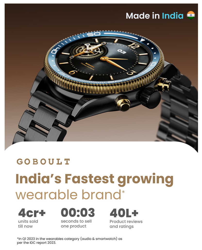 GoBoult SABER Metal Black Smartwatch | Premium AMOLED Watch