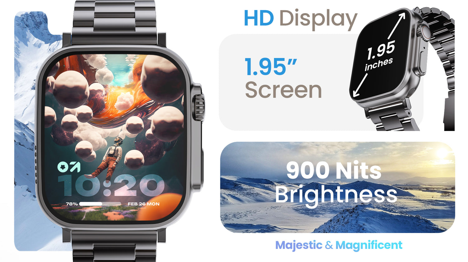 GoBoult Crown | Smartwatch with High Nits Display and Working Crown