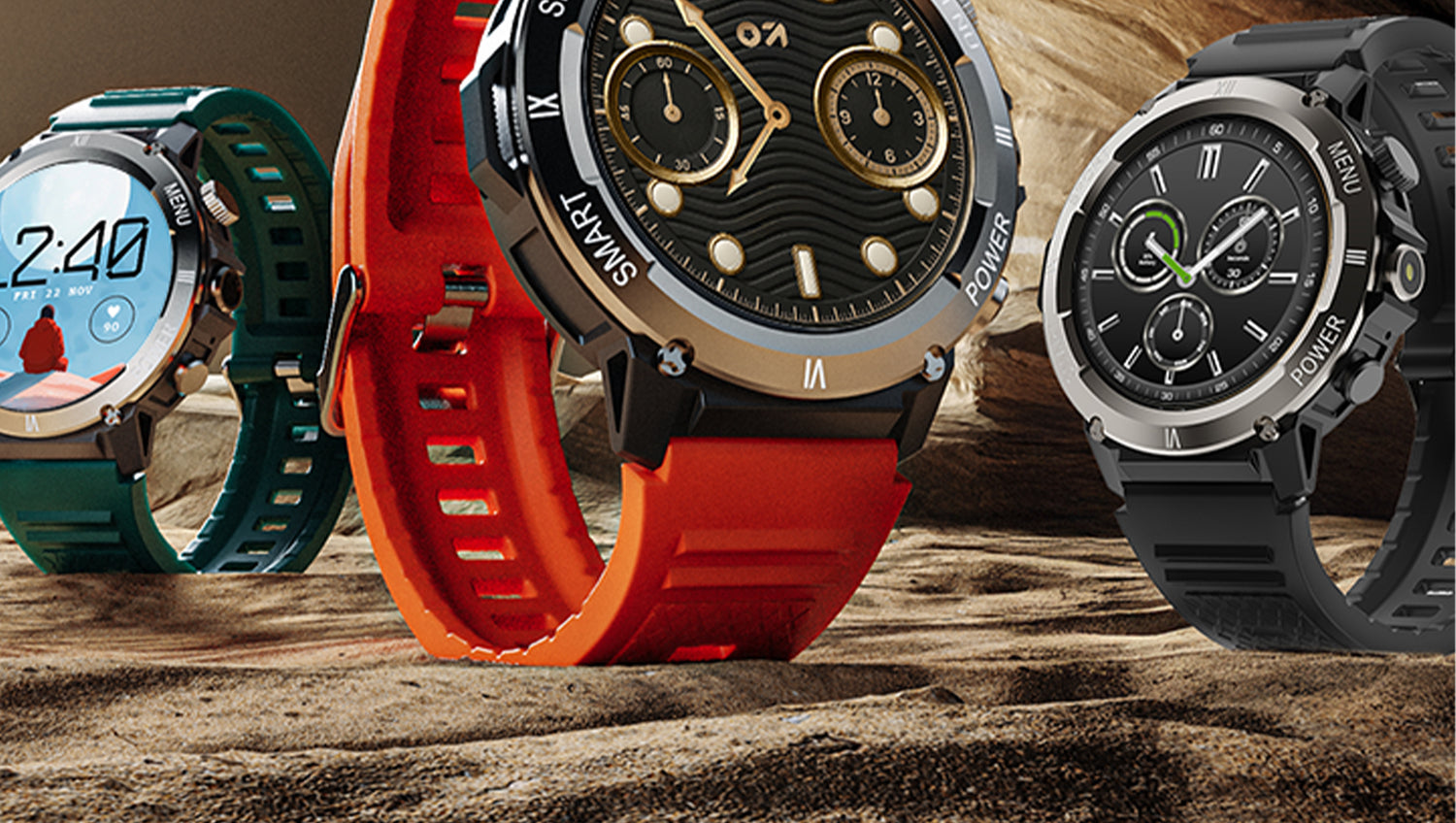 GoBoult Tuff Hawk Saffron Smartwatch | Round Dial, BT Calling